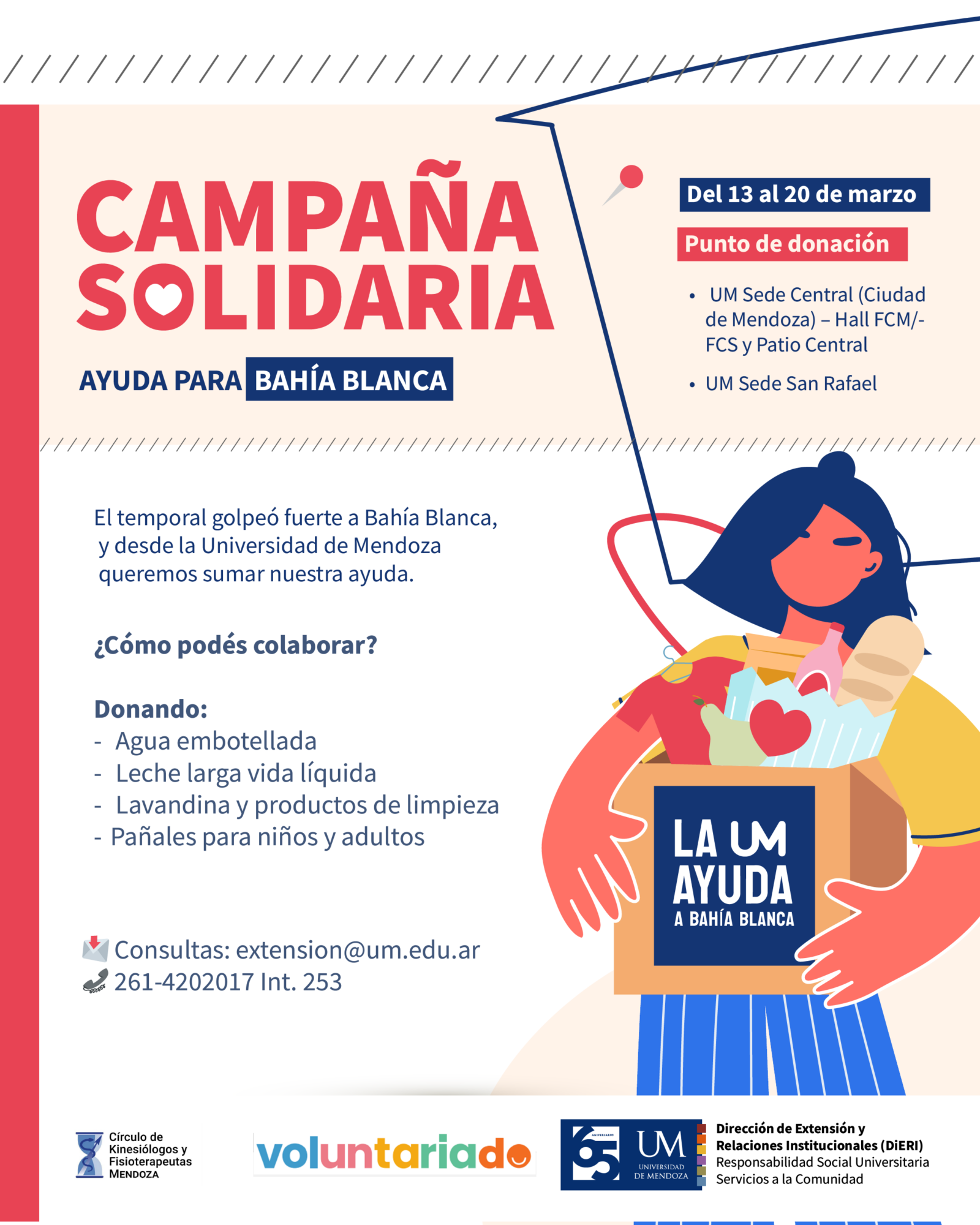 CAMPAÑA SOLIDARIA • UM AYUDA A BAHÍA BLANCA - Universidad de Mendoza